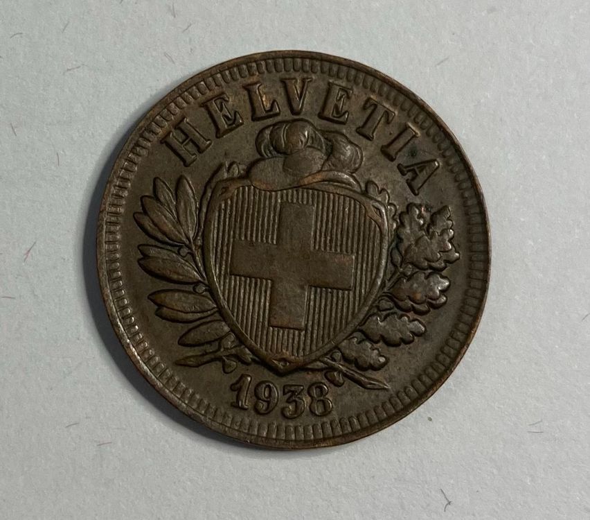 2 Rappen Münze Helvetia 1938 Schweiz (Gebraucht) in Luzern für CHF 3 – mit Lieferung auf Ricardo ...