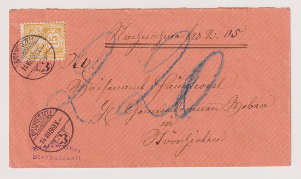 Bischofszell schöne ZIFFERN Nachnahme ! Seltener Stempel !! (Gebraucht ...