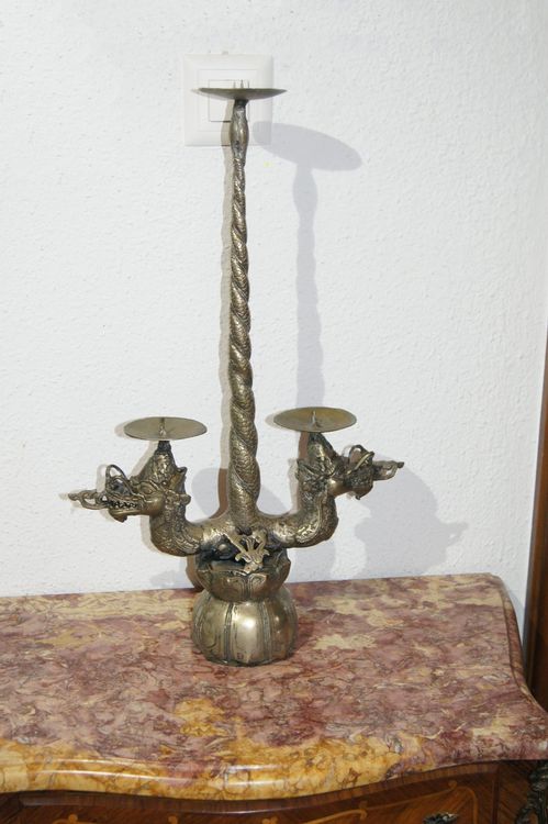 Grosser Kerzenhalter mit zwei fauchenden Drachen 3 Kerzen (Gebraucht) in Geroldswil für CHF 225 ...