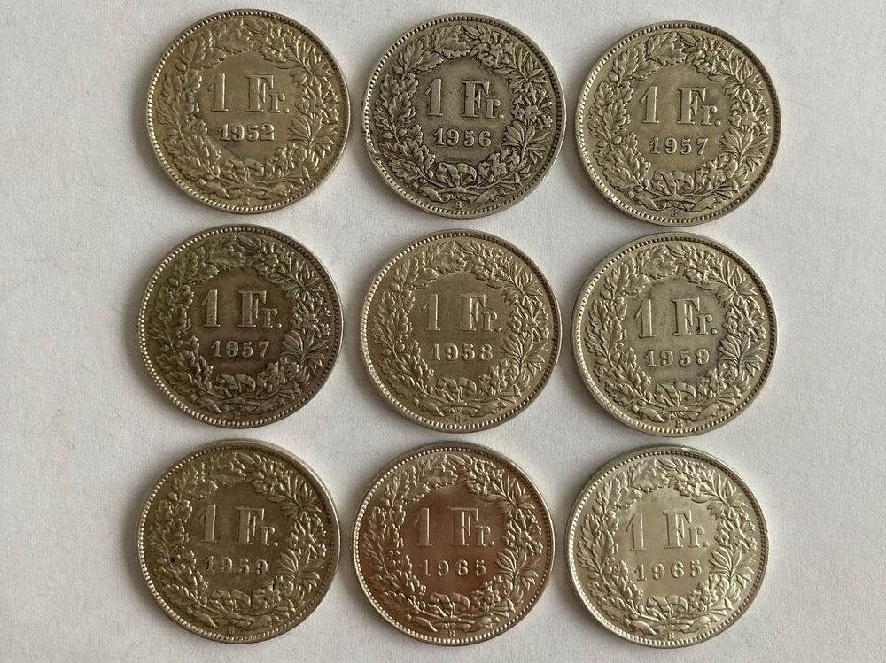 9 x 1 Fr. div. Jahrg. zwischen 1952-1965 (Gebraucht) in St.Gallen für CHF 30 – mit Lieferung auf ...