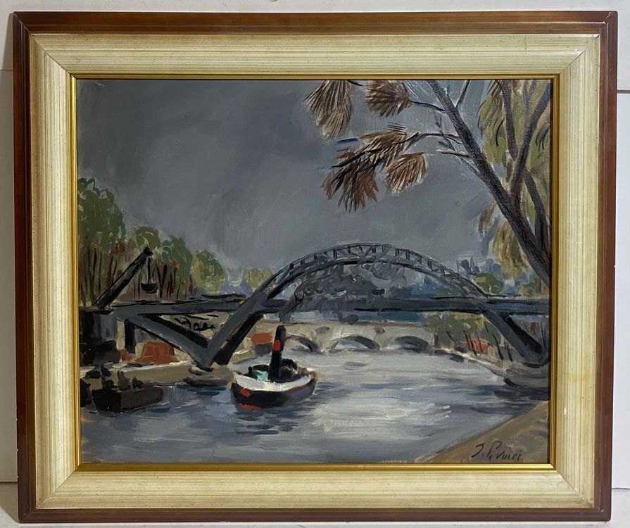 Gemälde mit Brücke und boot Unleserlich Signiert (Gebraucht) in Root für CHF 19 – mit Lieferung ...