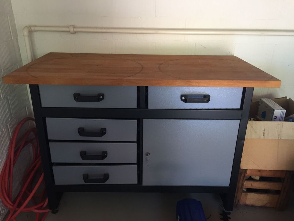 Werkbank Set mit 2 Schränken und diverse Werkzeuge Alu/Holz (Gebraucht ...