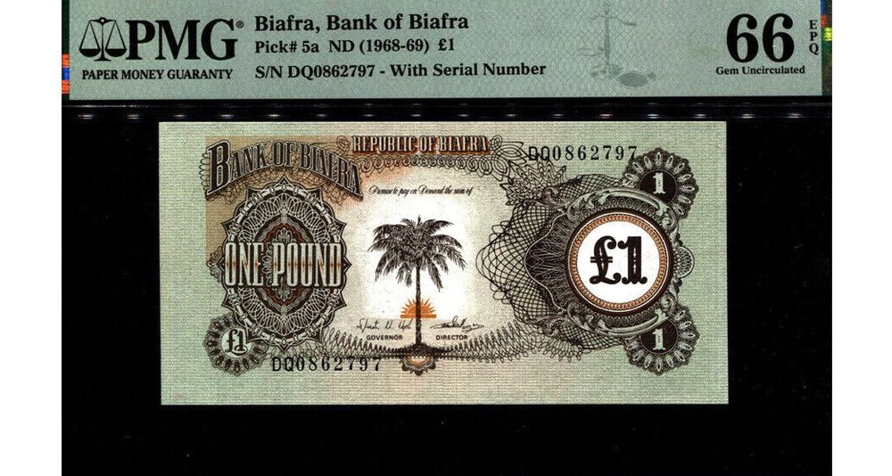 BIAFRA (1968-69) 1 PFUND PMG 66 EPQ (Neu und originalverpackt) in ...