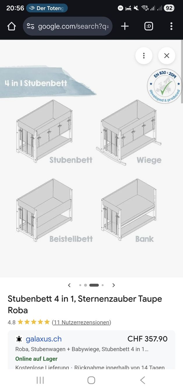 Roba 4 in 1 Babybett - Babywiege - Beistellbett NP 430.- (Gebraucht) in ...