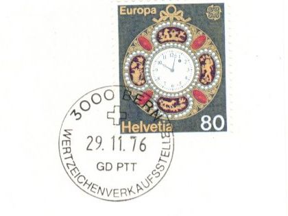 Abarten 1976 577.2.01 a+b EUROPAMARKEN roter Punkt vor 5 (Gebraucht) in Widnau für CHF 2 – mit ...