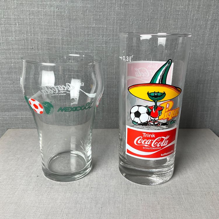 🔴 5x Gläser Fussball WM 1982 / 86 / 94 – Coca Cola 🔴 (Gebraucht) in ...