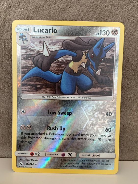 Lucario Rev. Holo Rare ENG Unbroken Bonds Pokemon 126/214 | Kaufen auf Ricardo
