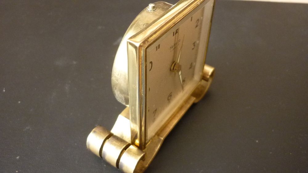 Helveco Luxus Messing Tischuhr Wecker Swiss Made 50er Jahre (Gebraucht ...