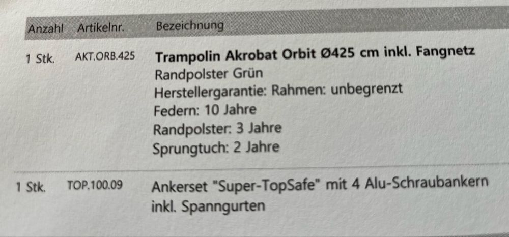 Letzte Chance! Trampolin Akrobat Orbit Ø425 cm mit Fangnetz (Gebraucht ...