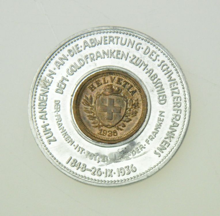 1 Rappen 1936 Abwertung des Schweizerfrankens, Glücksbringer (Gebraucht ...