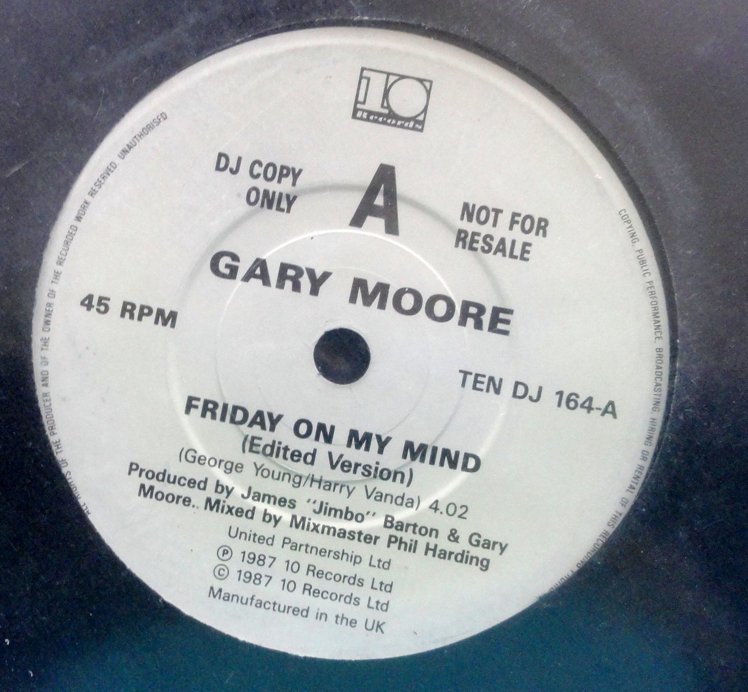 SI GARY MOORE friday on my mind 1987 DJ-COPY BLUES ROCK (Gebraucht) in ...