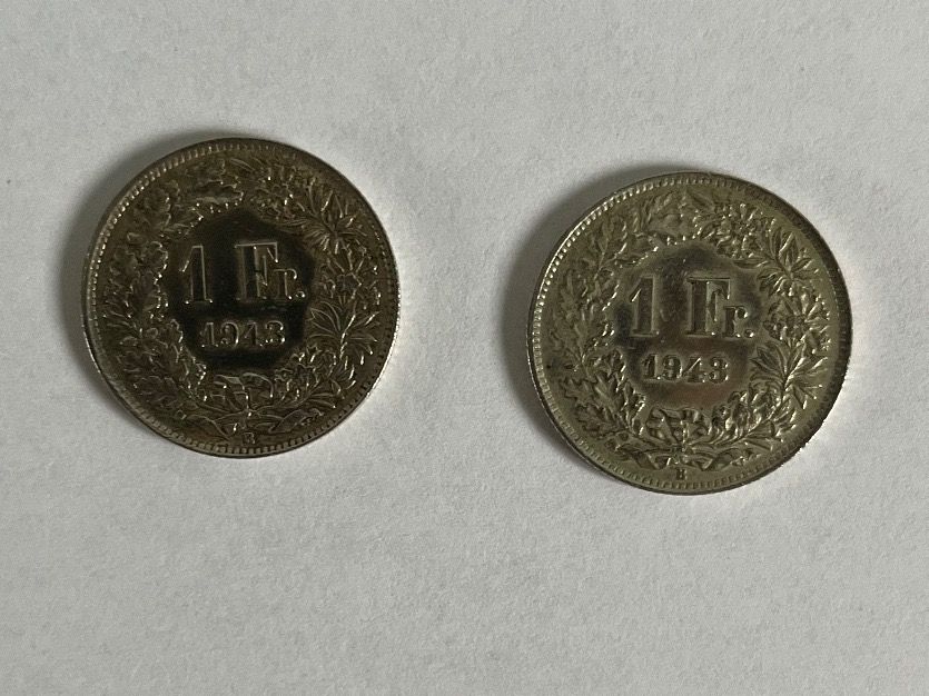 2 Silbermünzen 1 Fr. 1943 | Kaufen auf Ricardo