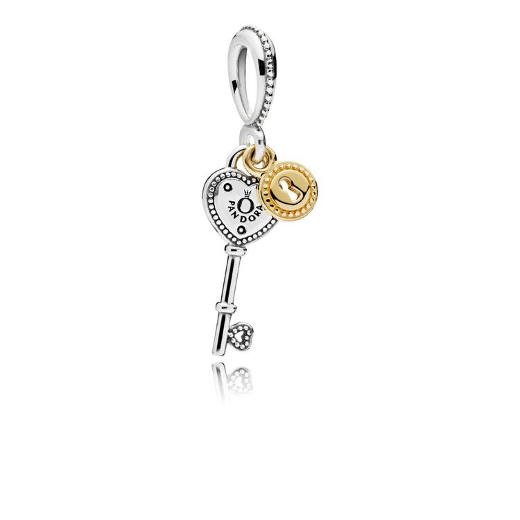 Pandora Moments Charm - silver key with gold lock (Neu (gemäss ...