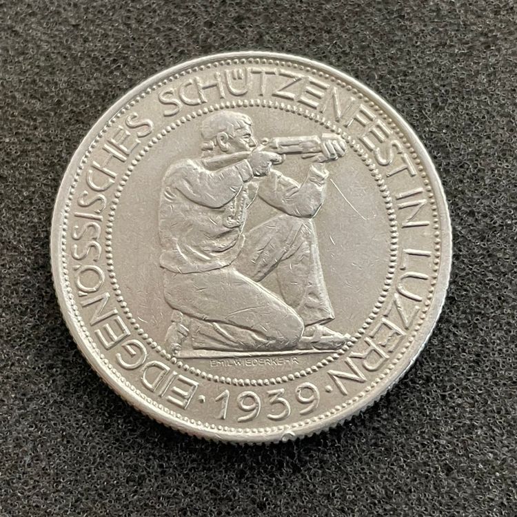 5 Franken Silber Schützentaler Luzern 1939 (Gebraucht) in Reitnau für CHF 25 – mit Lieferung auf ...