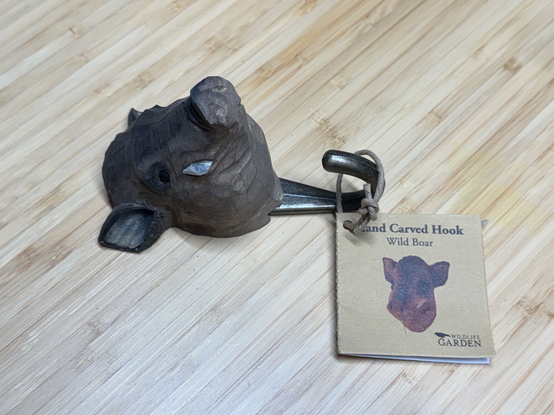 Handgeschnitzter Haken `Wildschwein` Wildlife Garden, Neu (Neu und ...