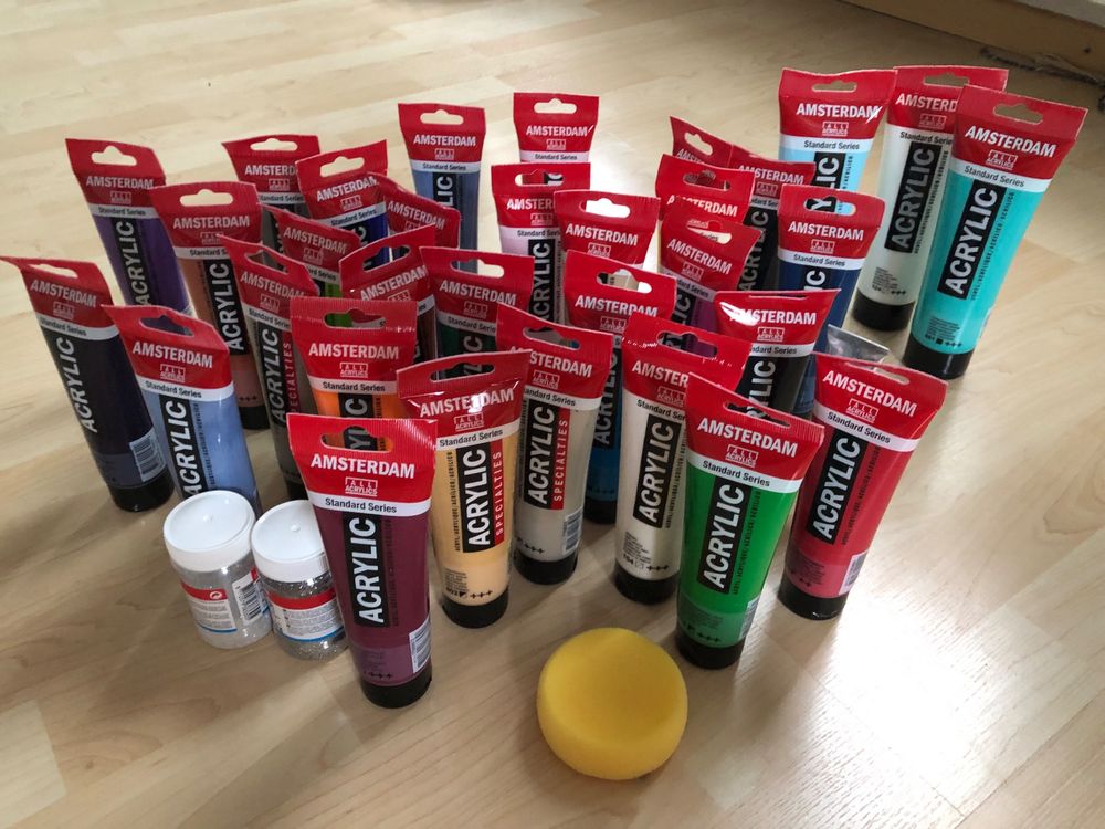 Acrylfarben Amsterdam + diverse Pinsel | Kaufen auf Ricardo