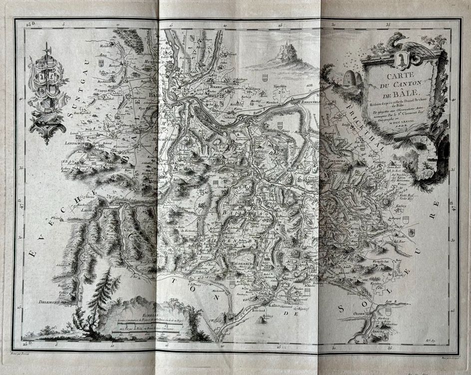 Kanton Basel 1778 – antike Karte Kupferstich Perrier (Gebraucht) in ...