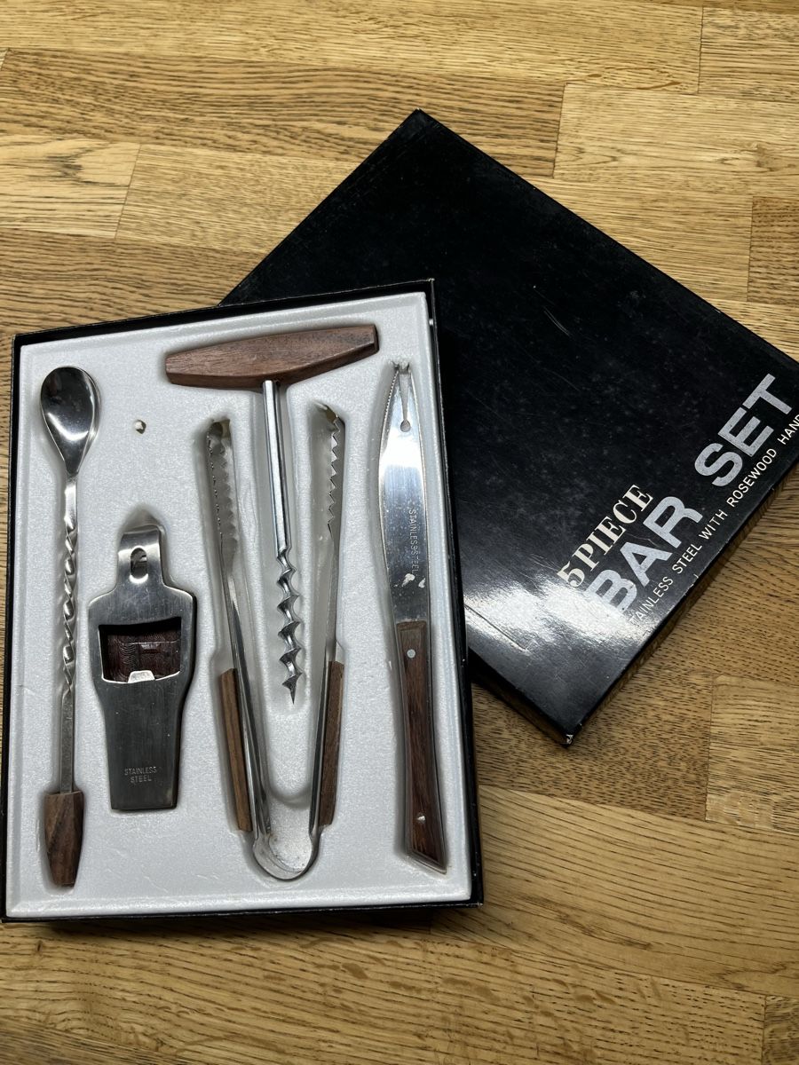 Original Bar-Set 5-teilig, Edelstahl mit Rosenholz 🍸🎉 (Gebraucht) in ...