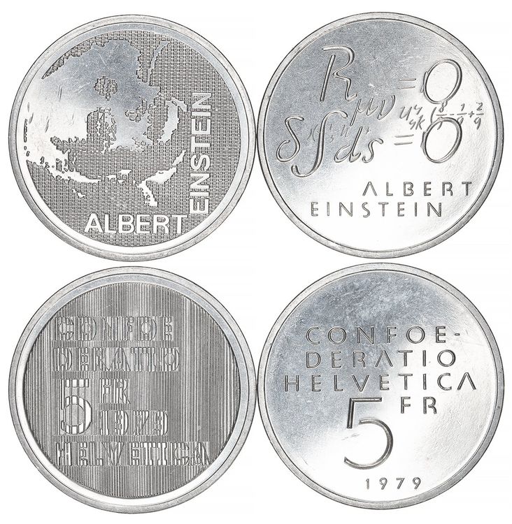 5 Franken Gedenkmünzen "Einstein Formel & Kopf" 1979. Ab 1 | Kaufen auf Ricardo