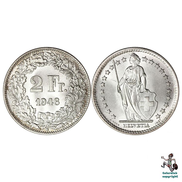 2 Franken von 1946, unz/Stgl. | Kaufen auf Ricardo