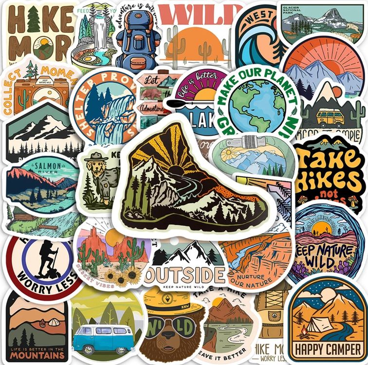 50 Stk. Sticker/Aufkleber - Outdoor Wandern & Camping | Kaufen auf Ricardo