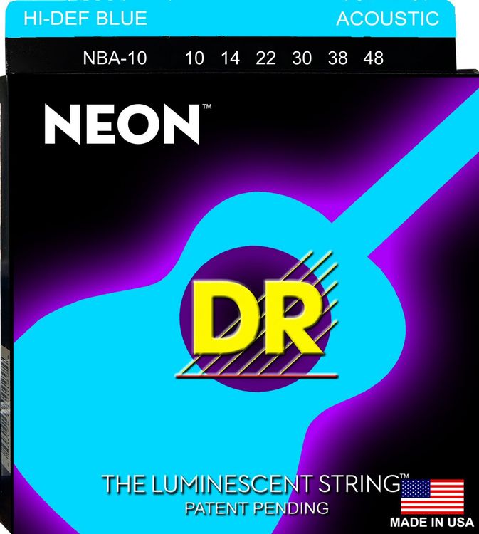 DR Acoustic Guitar Strings, NEON Blue 6-String 10-48 | Kaufen auf Ricardo