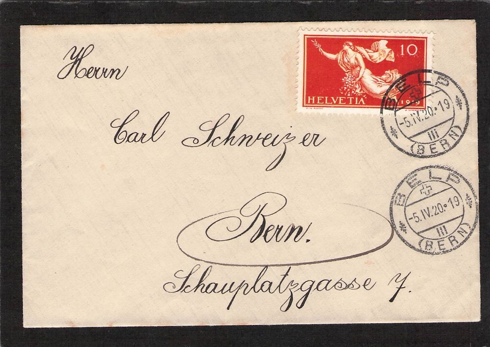 Bedarfsbrief Belp - Bern , SBK Nr.144 , 5.lV.1920 (Gebraucht) in Reichenburg für CHF 12 – mit ...