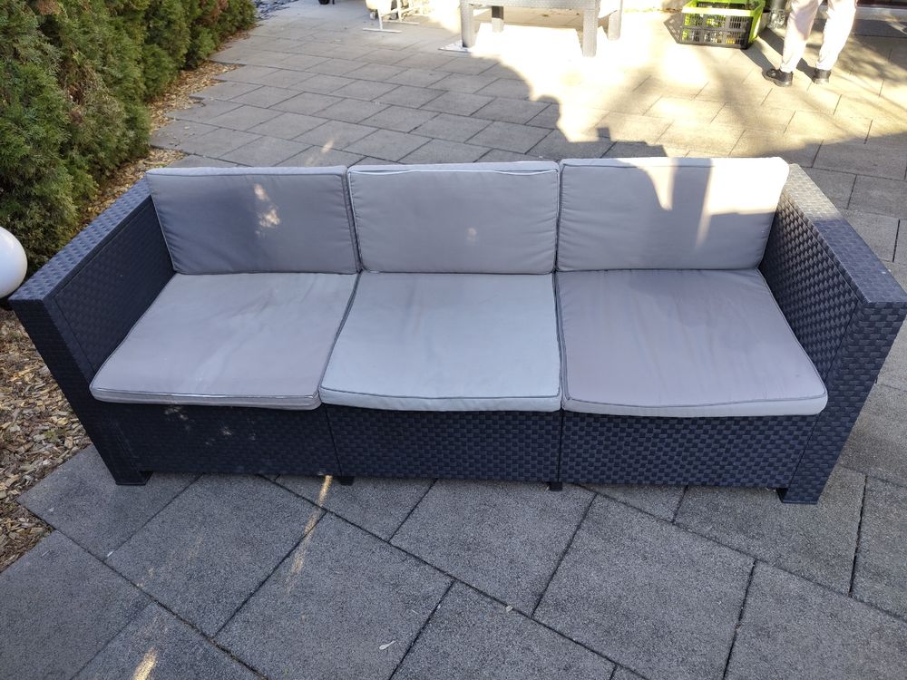 Polyrattan-Muster Lounge 3er-Sitzbank inkl. Kissen & Tisch | Kaufen auf ...