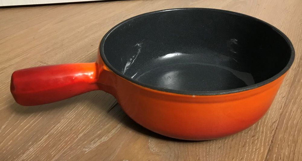 Fondue Caquelon Gusseisen Email Emaille rot - schwarz (Gebraucht) in ...