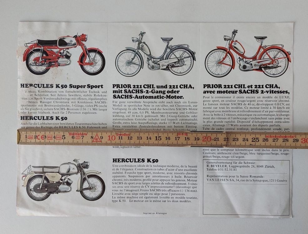 Prospekt Mofa Sachs Hercules Prior 221 CHL | Kaufen auf Ricardo