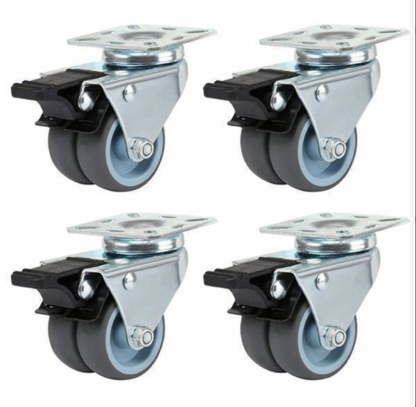 Transportrollen mit Bremse Ø50mm für Möbel 4 Rollen Set (Neu (gemäss ...