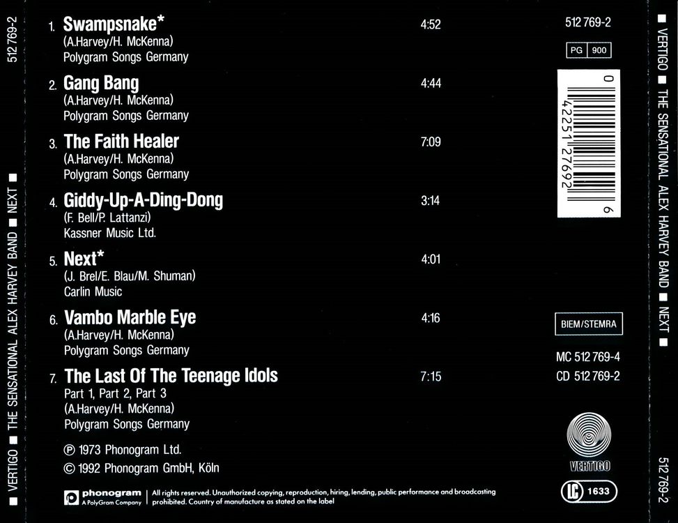 SENSATIONAL ALEX HARVEY BAND - NEXT (CD 1992 Edition) (Gebraucht) in ...