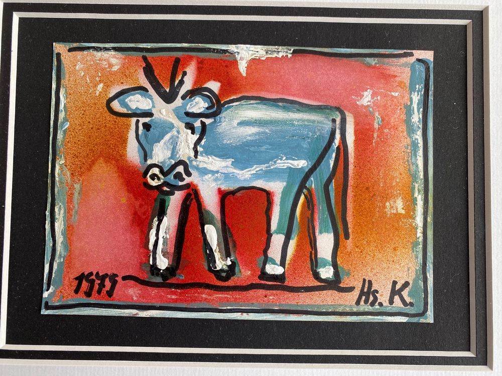 GEMÄLDE HANS KRÜSI CH DIE GRAUE KUH 1979 | Acheter sur Ricardo