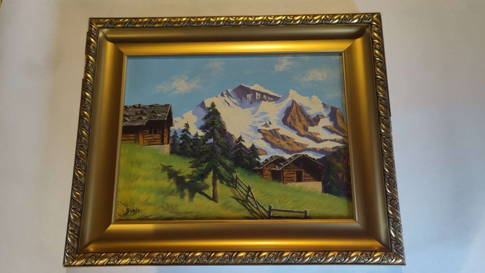 Gemälde Alpenpanorama, gerahmt, signiert Surès (Gebraucht) in Luterbach für CHF 999 – nur ...