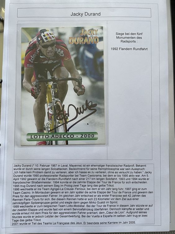Jacky Durand Radrennfahrer Autogramm (D'occasion) à Olten pour CHF 7 ...