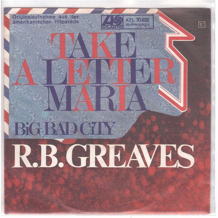 Single7 R.B. GREAVES - take a letter maria (Gebraucht) in Oberwil ...