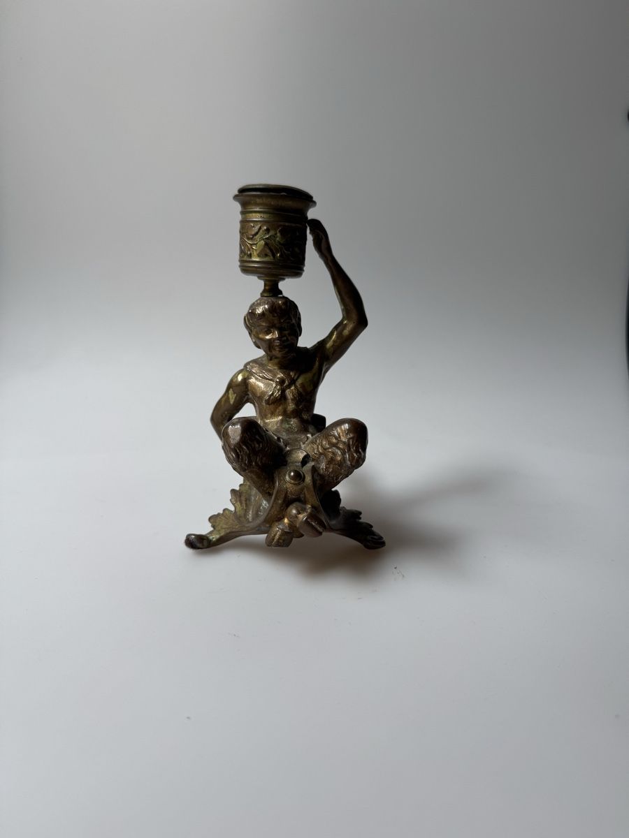 Rinascimento Candelabro antico bronzo con figura mitologica (Usato) a ...
