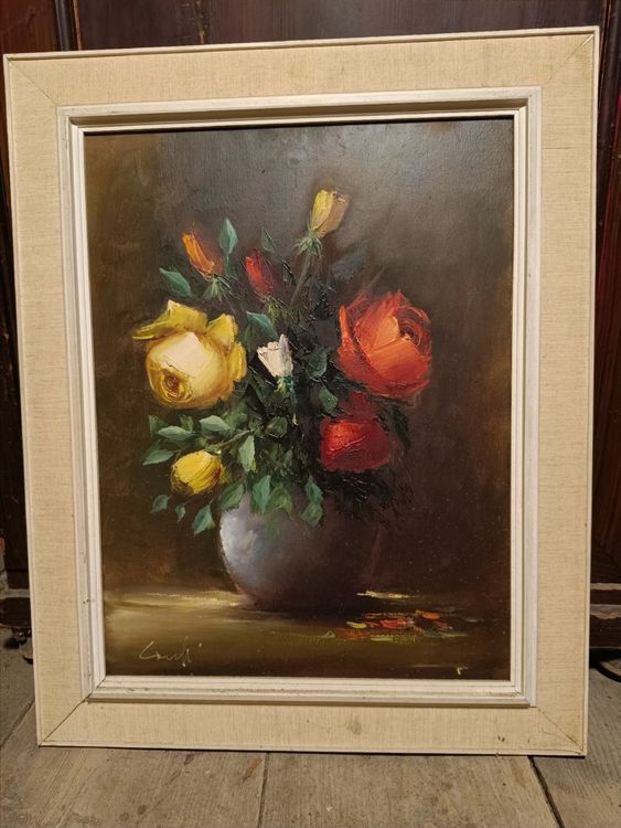 Antikes Ölgemälde, Blumen, gerahmt | Kaufen auf Ricardo