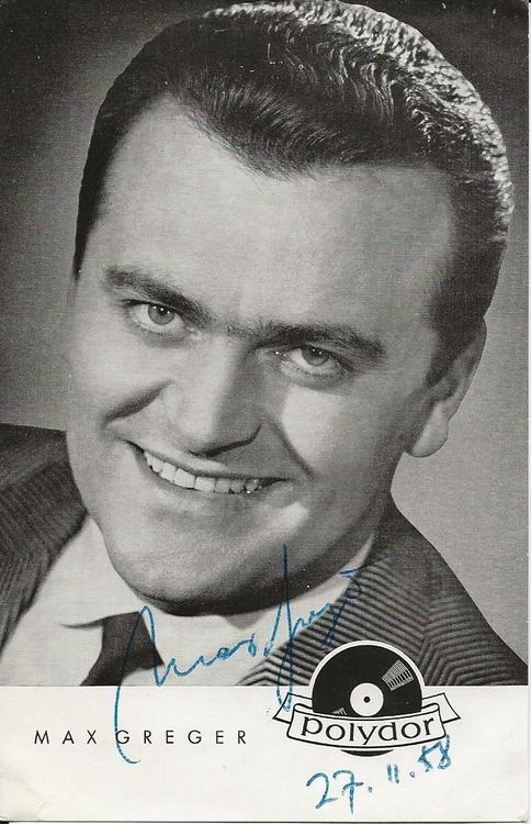 Autogramm Karte Max Greger Polidor 1958 Motiv (Neu (gemäss Beschreibung ...