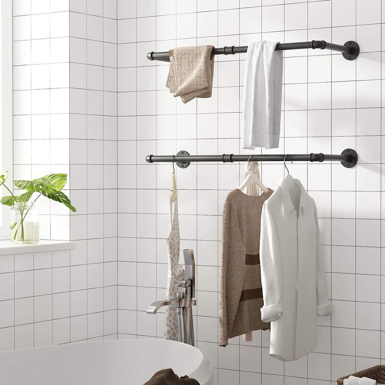 2er-Set Kleiderstangen Industrierohr Garderobenstangen 80cm (Neu und originalverpackt) in ...