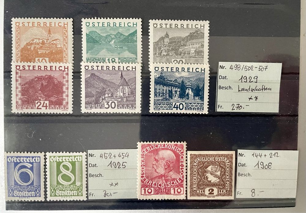 Österreich ** 1908, 1925, 1929. KP 300.-, s. Abbildung (Gebraucht) in Rorschach für CHF 10 – mit ...