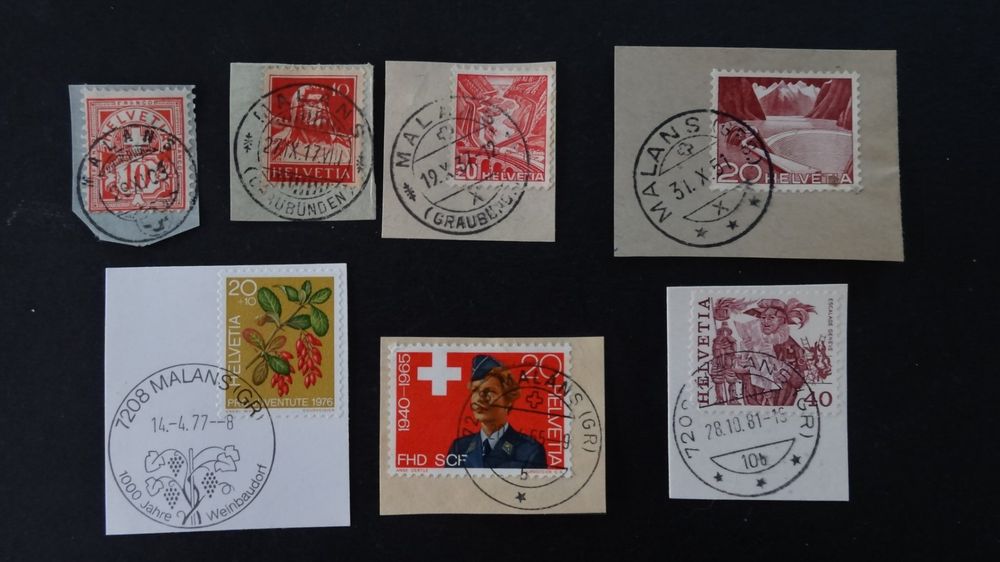 MALANS (Graubünden) 7 verschiedene Stempeltypen 53 (Gebraucht) in Anwil ...