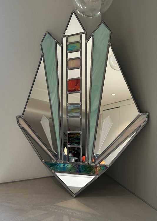 Art Deco Spiegel Tiffany Glasmalerei Unikat Handarbeit (Neu (gemäss ...