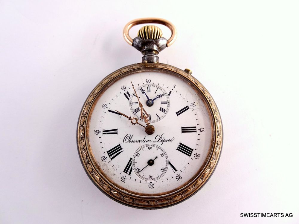 OBSERVATEUR 1900ER DUAL TIME HANDAUFZUG TASCHENUHR | Kaufen auf Ricardo