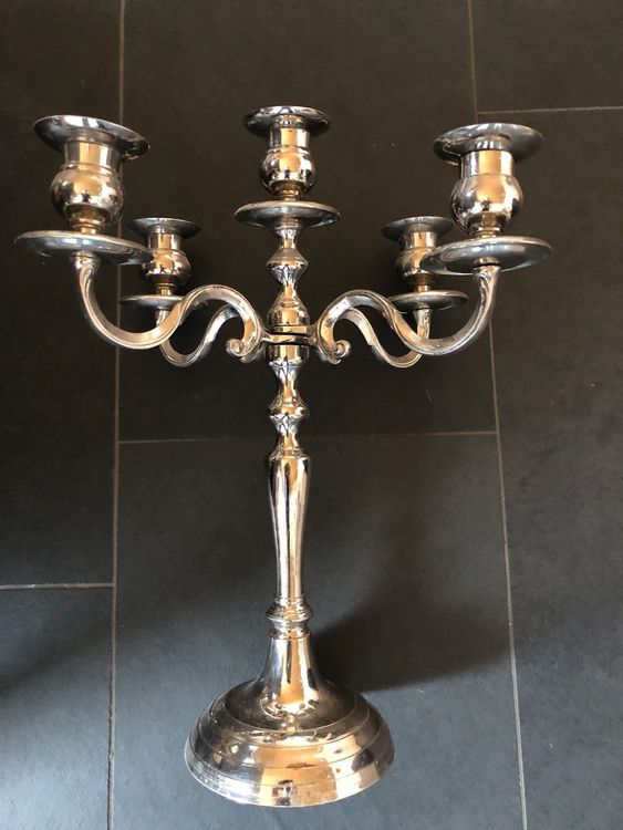 Schwerer 5 armiger Kerzenleuchter 45 cm hoch Silberfarben (Gebraucht ...