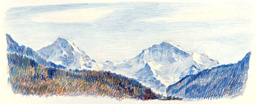 Les Alpes - dessin de Charles Egli | Kaufen auf Ricardo