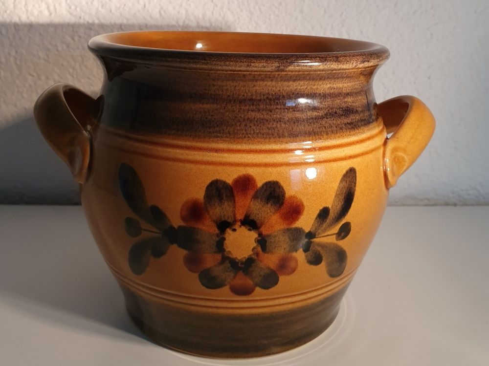 Steingut-Topf | bemalt | glasiert | Vintage | Kaufen auf Ricardo