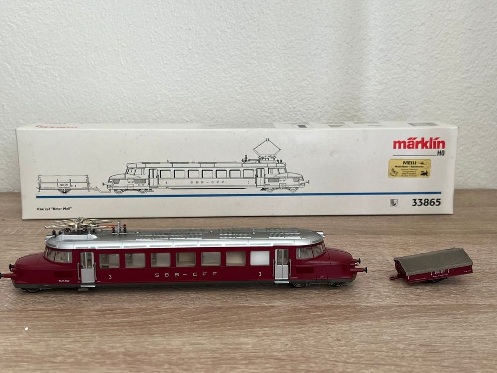 Märklin 33865 E-Lok Roter Pfeil mit Skiwagen SBB H0 (Gebraucht) in St-Aubin-Sauges für CHF 229 ...