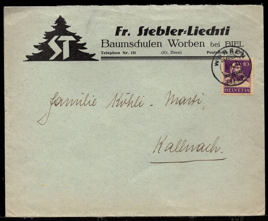 WORBEN 6.X.31 Fr. Stebler-Liechti Baumschulen | Kaufen auf Ricardo