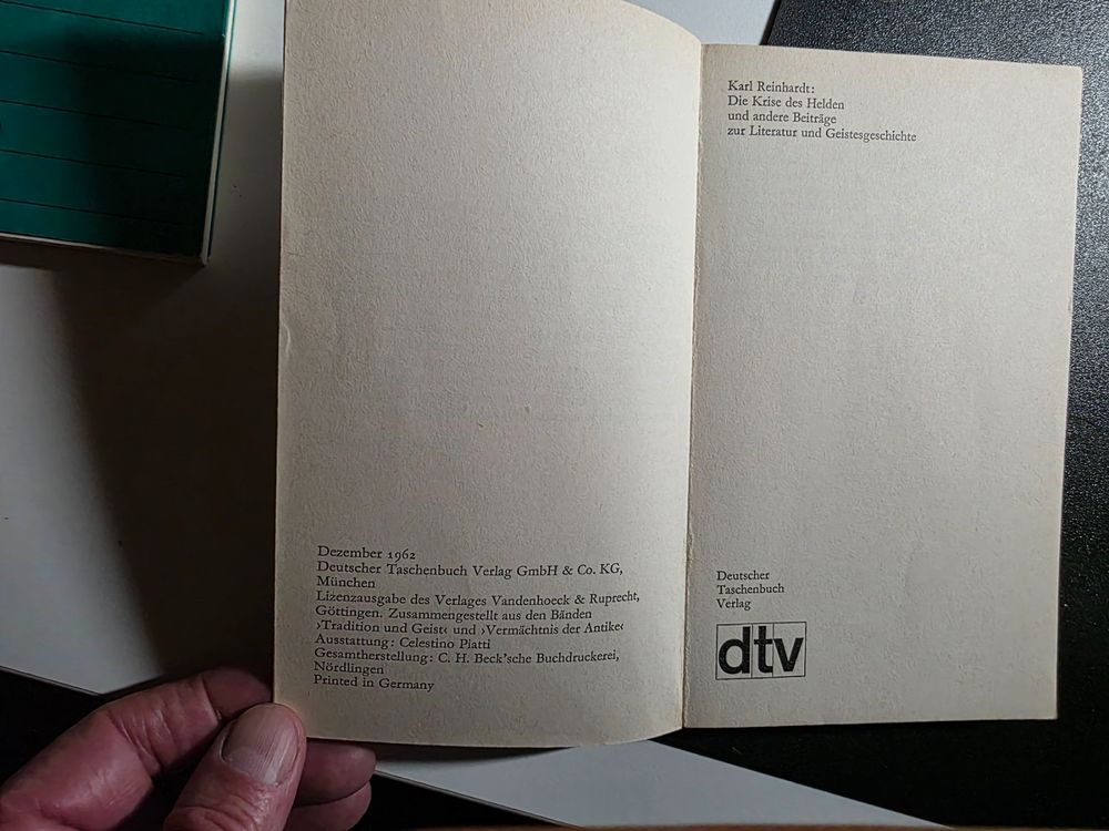 Karl Reinhardt - Die Krise des Helden - dtv 1962 (Gebraucht) in ...